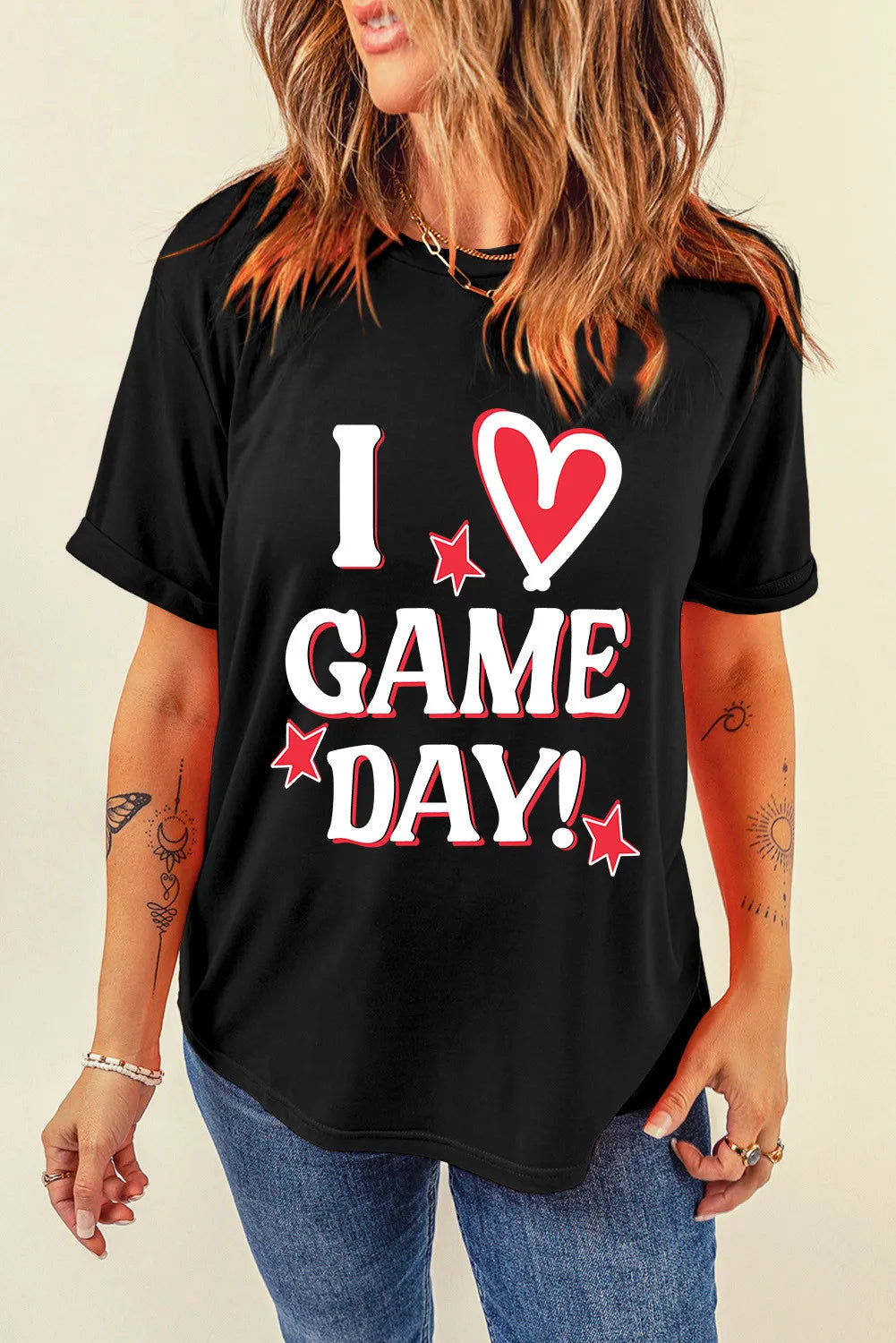 Letter Graphic Round Neck Short Sleeve T-Shirt – MUSETOPIA