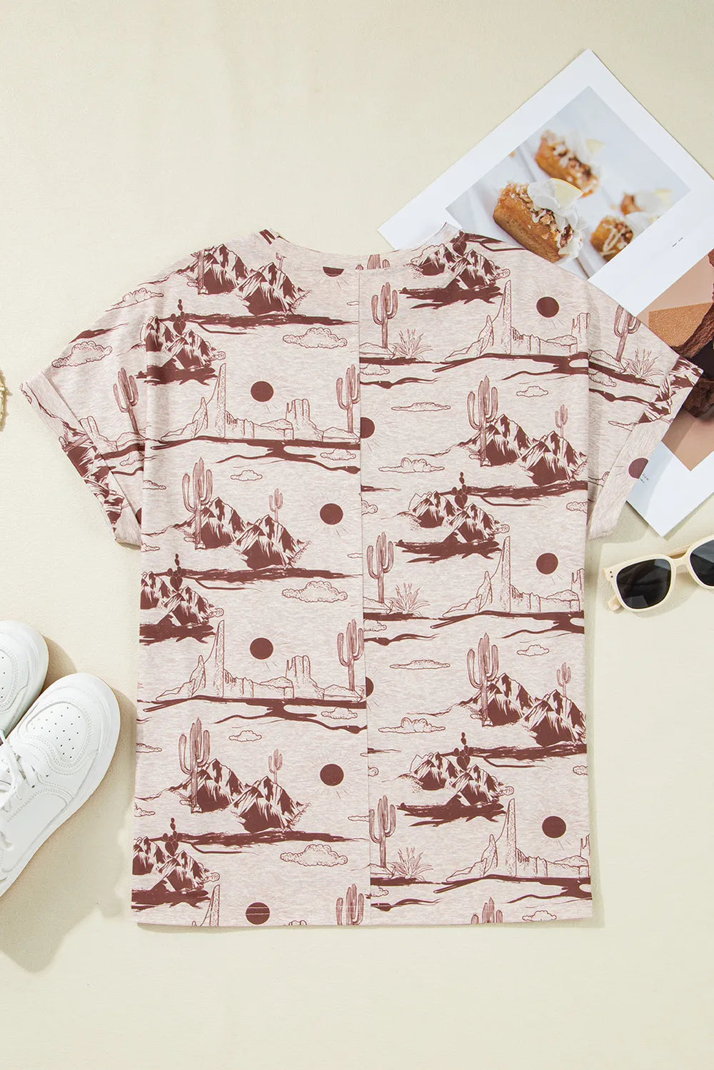Printed Round Neck Short Sleeve T-Shirt – MUSETOPIA
